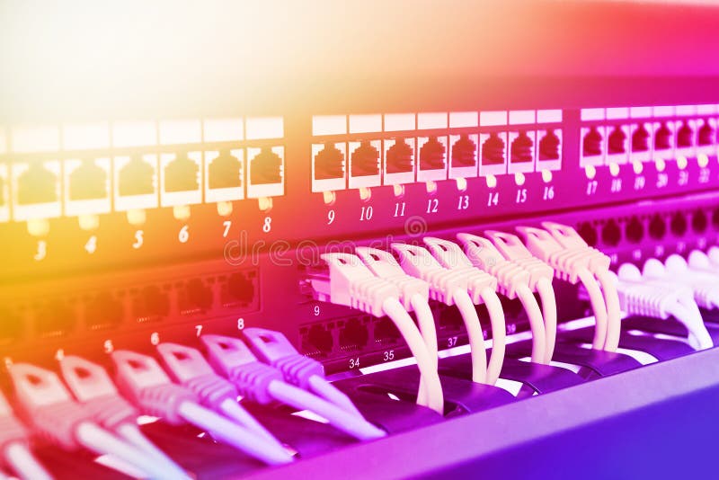 Cables and Connectors in Switch on Rack Stock Image - Image of ...