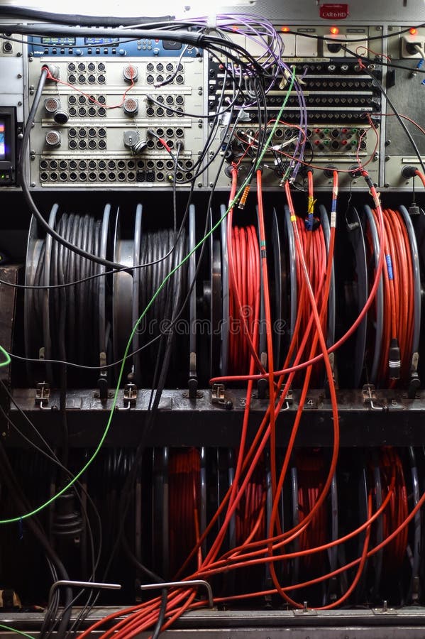 Cables and Control Panel of a Television Broadcast Truck Stock Photo ...
