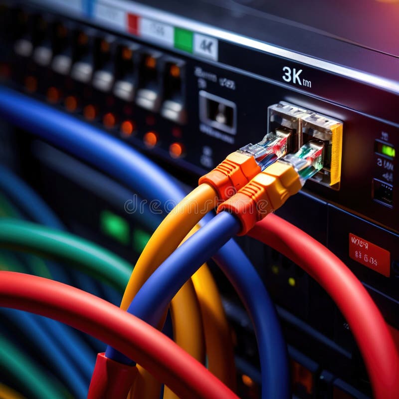 Cables De Red Utilizados En El Centro De Datos. Stock de ilustración ...