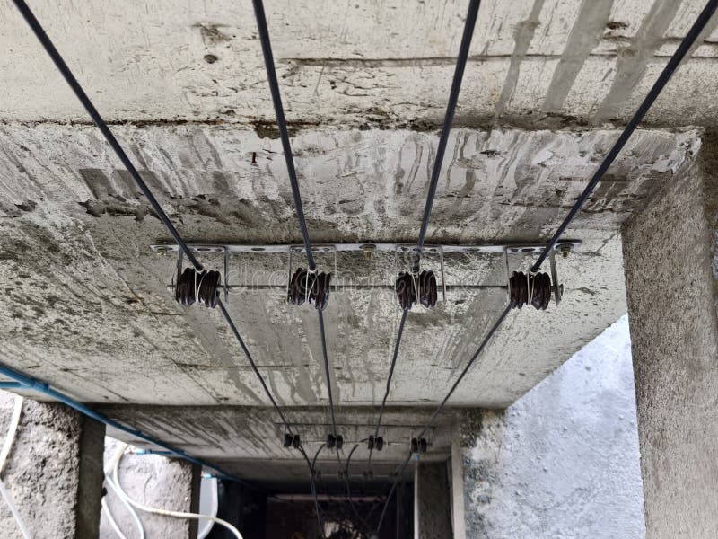 Cables in an Elevator Shaft at a New Building Construction Site Stock ...