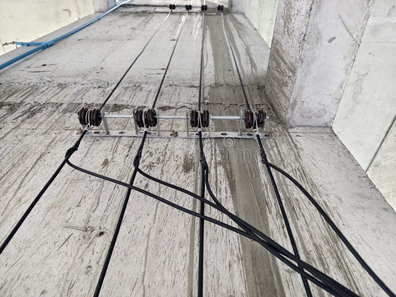 Cables in an Elevator Shaft at a New Building Construction Site Stock ...
