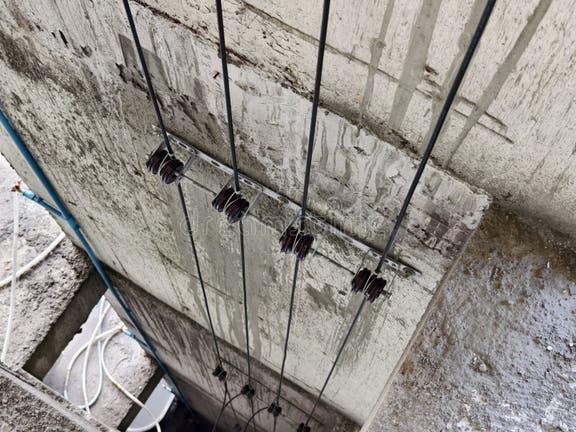 Cables in an Elevator Shaft at a New Building Construction Site Stock ...