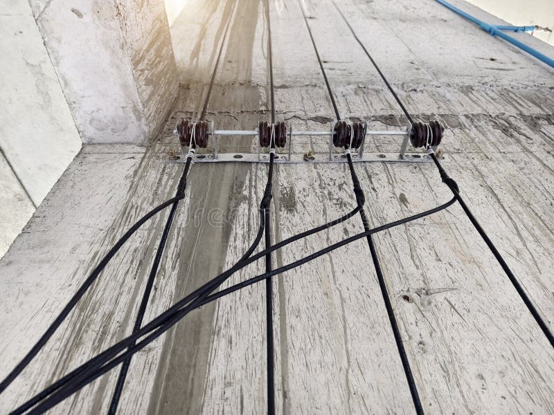 Cables in an Elevator Shaft at a New Building Construction Site Stock ...