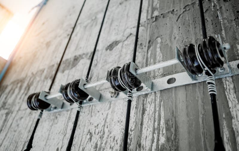 Cables in an Elevator Shaft at a New Building Construction Site Stock ...