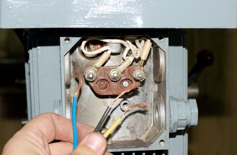 Cables Enter the Terminal Box of the Motor. Stock Photo - Image of ...