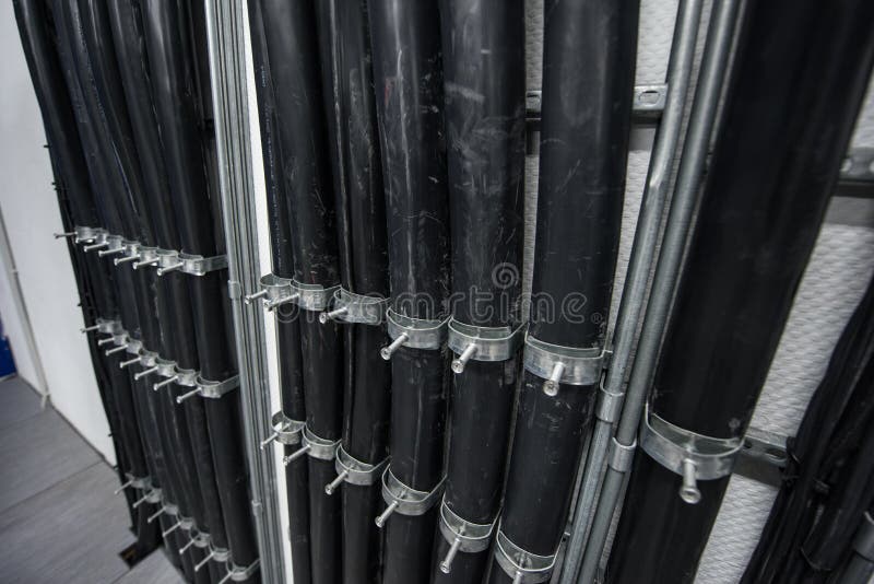 Cables fixed on the rack stock image. Image of networking - 84156321