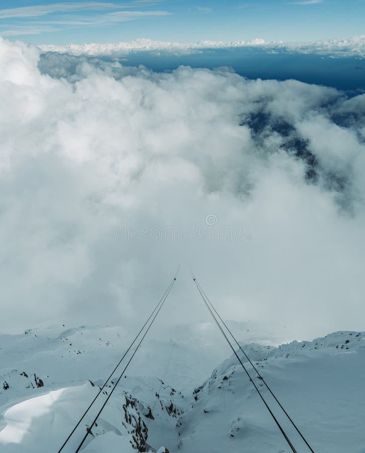 Cables of the Funicular Over the Abyss in the Tatra Stock Photo - Image ...