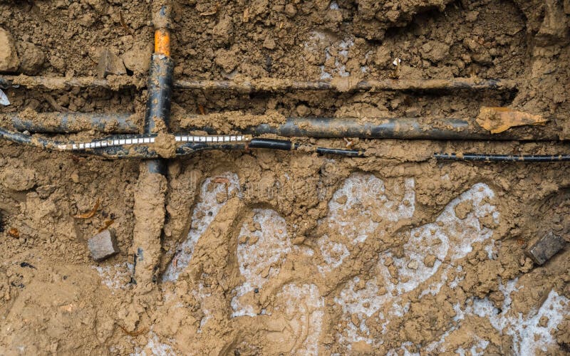 The Cables Intersect at the Construction Site Stock Image - Image of ...