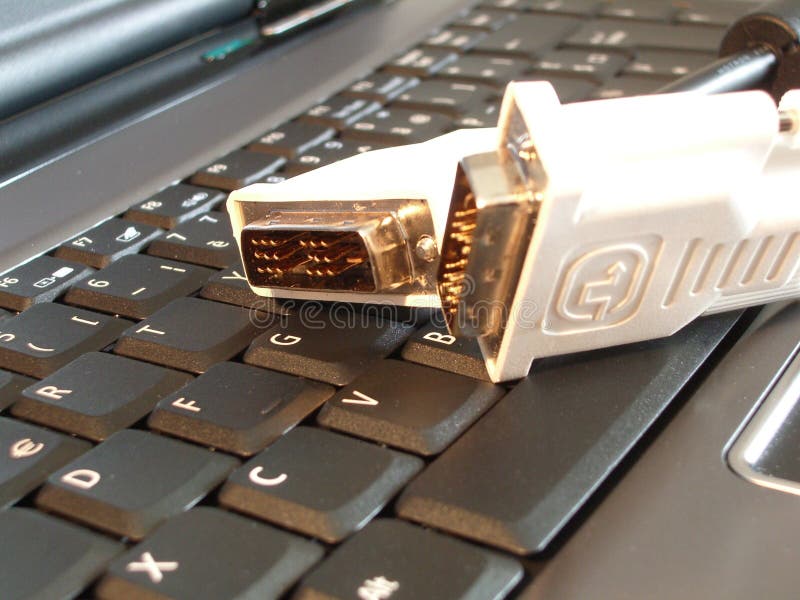 Cables on laptop computer stock photo. Image of numbers - 843852