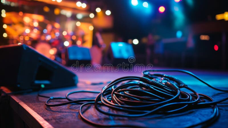 Cables Lying on Stage before Music Concert, Shallow Depth of Field ...