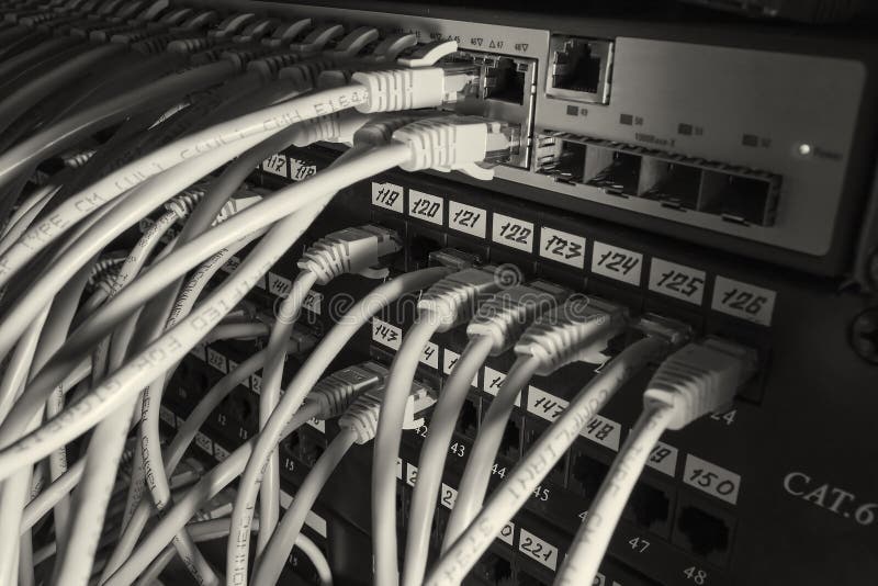 Cables in the Router on the Local Area Network Stock Image - Image of ...