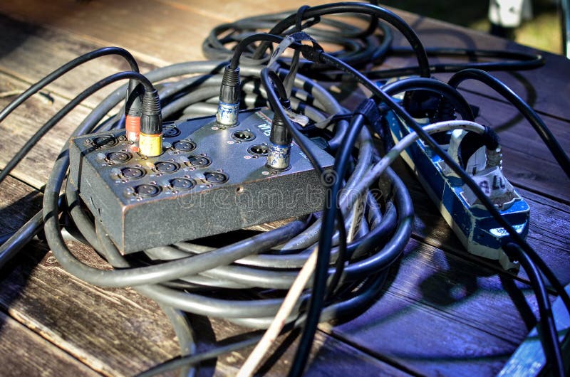 Cables on a concert stage stock photo. Image of band - 45372120