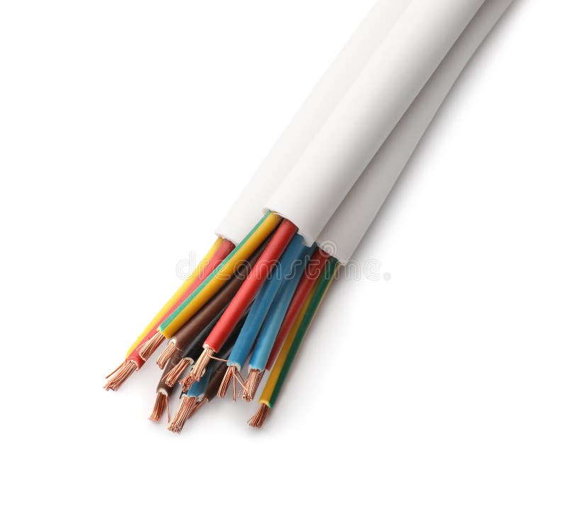 Cables with Stripped Wires on White Background Stock Image - Image of ...