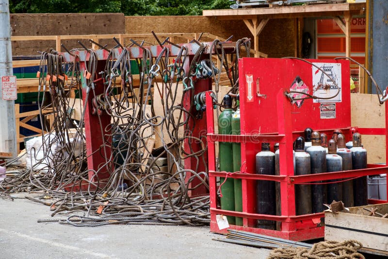 Cables and Welding Equipment at Construction Site Stock Image - Image ...