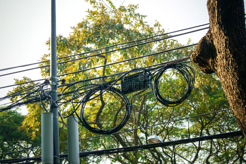 Internet pole cable stock image. Image of high, lines - 109269869