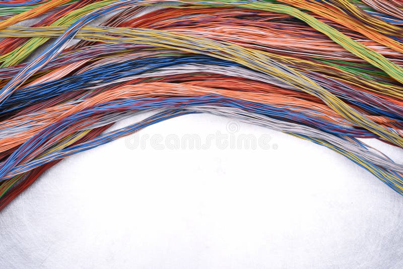 Cables and Wires of Electrical and Telecommunication Network on Grey ...