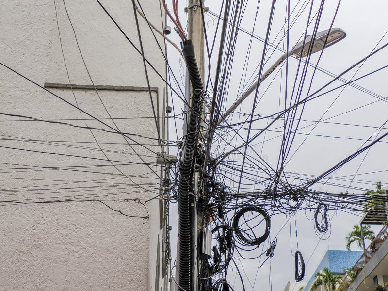 Cables Wires in Playa Del Carmen Mexico Stock Image - Image of mexico ...