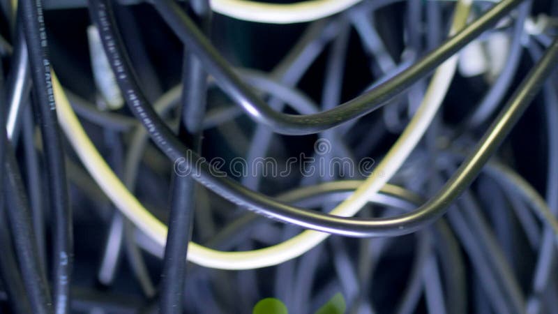 Cables, Wires at a Supercomputer. Cryptocurrency Mining Concept. 4K ...