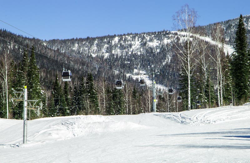 Cableway in the mountains stock image. Image of landscape - 35714875