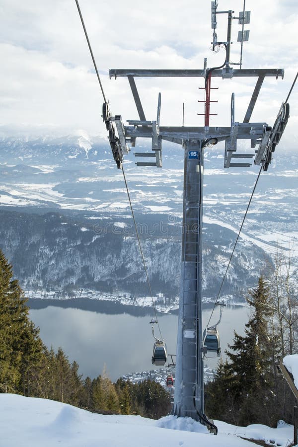 Cableway, Winter Nature Landscape, Amazing Mountain View Stock Image ...