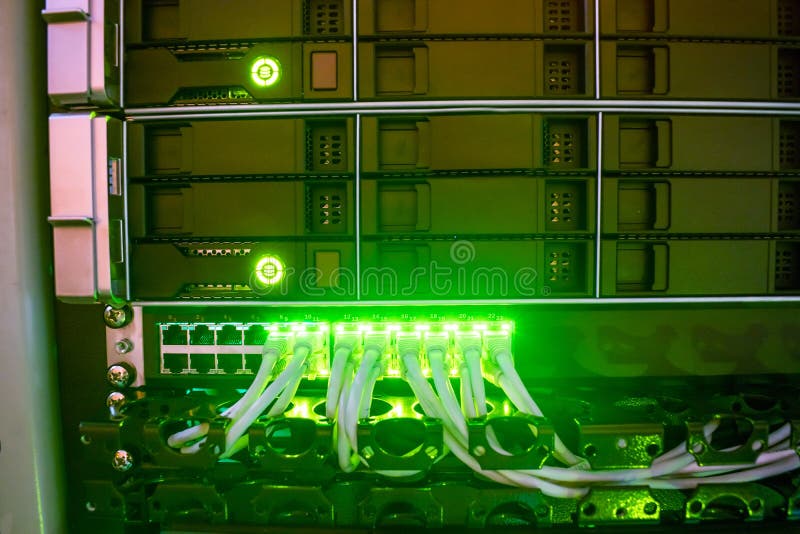 Cabling in the Server Cabinet. the Patch Panel of the Server Room of ...