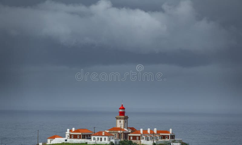 Cabo Da Roca Lighthouse Below the Storm Stock Image - Image of clouds ...