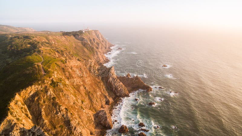 Cabo De Roca at Sunset Aerial View Stock Photo - Image of anangu ...