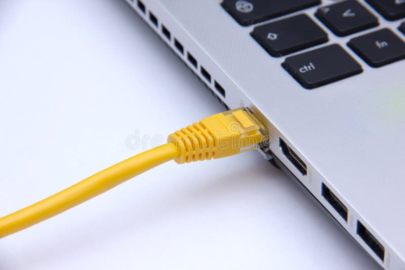 Cabo Ethernet Conectado a Seu Computador Foto de Stock - Imagem de ...