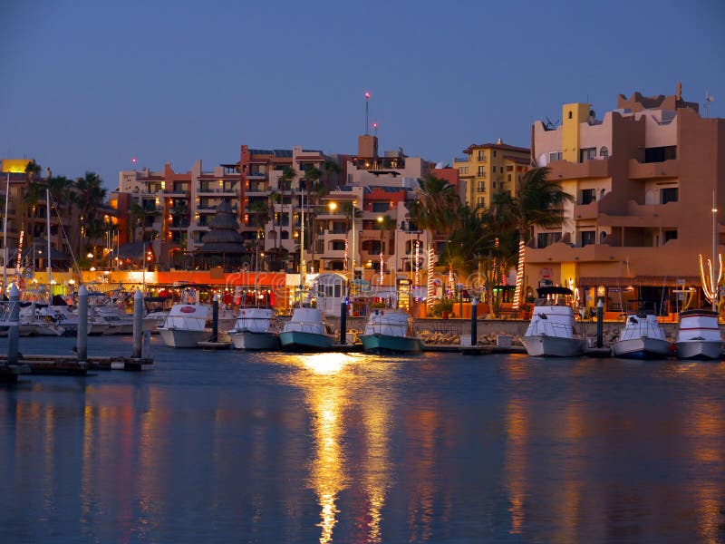Cabo San Lucas, Marina At Night Royalty Free Stock Photos - Image: 14770528