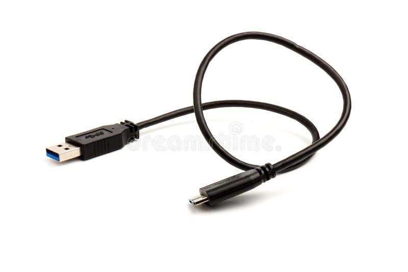 Cabo Usb Fechado Sobre Fundo Branco. Equipamento De Tomada De Carga E ...