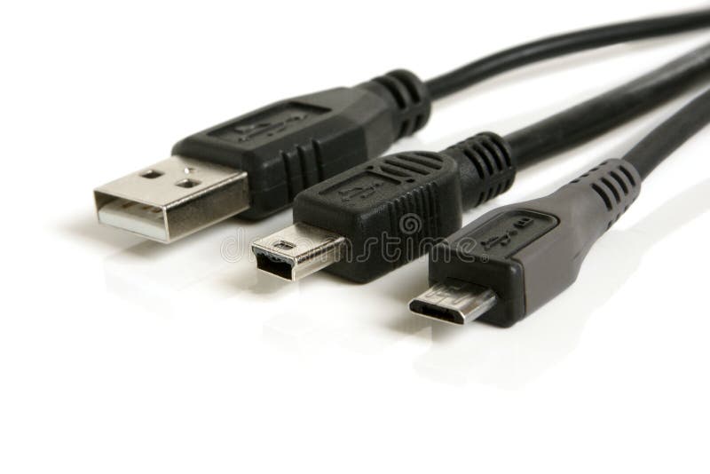 Cabo USB, Mini-USB E Micro-USB Imagem de Stock - Imagem de tecnologia ...