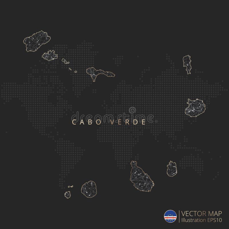 Cabo Verde Map Abstract Geometric Mesh Polygonal Light Concept Stock ...