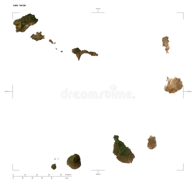 Cabo Verde Shape on White. Low-res Satellite Stock Illustration ...
