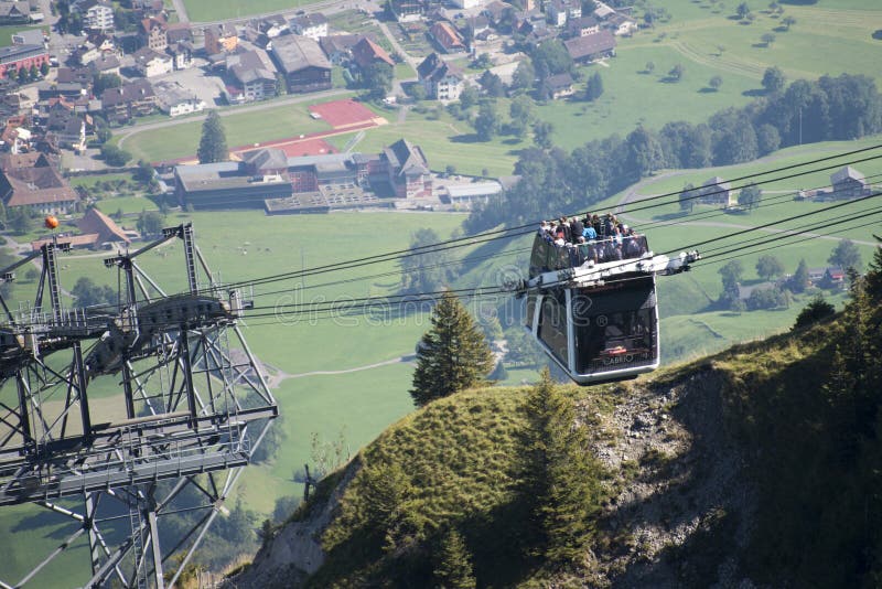 Cabrio Double Deck Cable Car, Stanserhorn Stock Photo - Image of ...