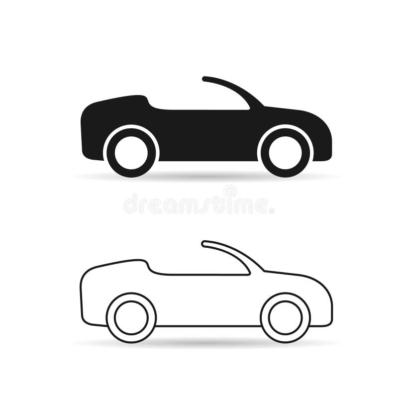 Cabriolet Car Icon Set. Vector Isolated Simple Convertible Car Symbol ...