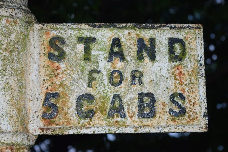 5 cabs sign post stock image. Image of decoration, ride - 133056407