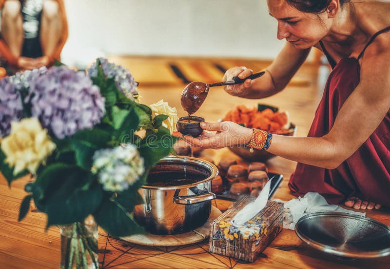 Cacao Ceremony, Heart Opening Medicine. Ceremony Space. Stock Photo ...