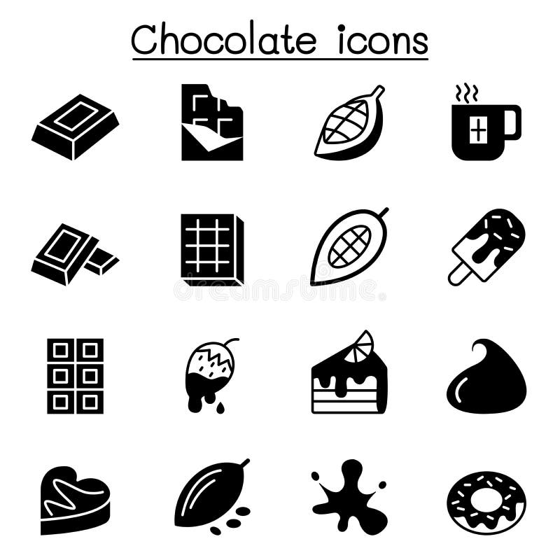 Cacao, Chocolate, Cocoa Icon Set Stock Vector - Illustration of concept ...