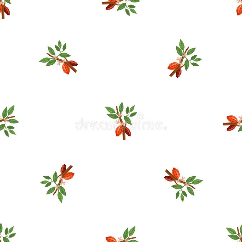 Cacao Tree Branch Pattern Seamless Vector Stock Vector - Illustration ...