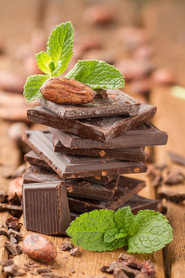 Cacaoboon Op Een Gebroken Donkere Chocoladereep Stock Afbeelding ...