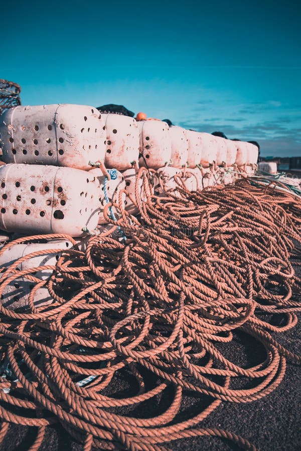 Cacerolas De Pesca O Trampas Apiladas En Un Muelle O Muelle Imagen de ...