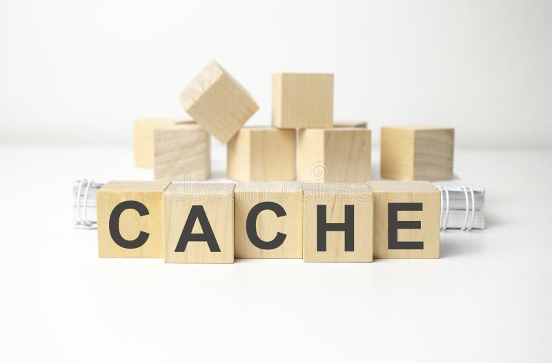 Cache Word Made with Wooden Blocks and White Background Stock Photo ...