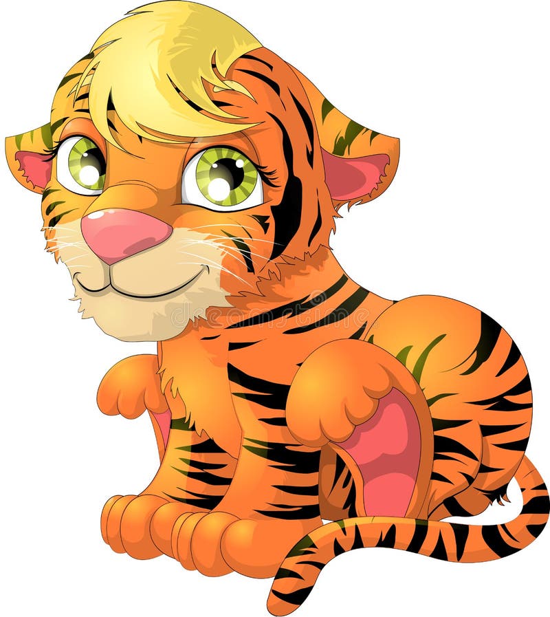 Cachorro De Tigre Blanco Lindo Ilustración del Vector - Ilustración de ...