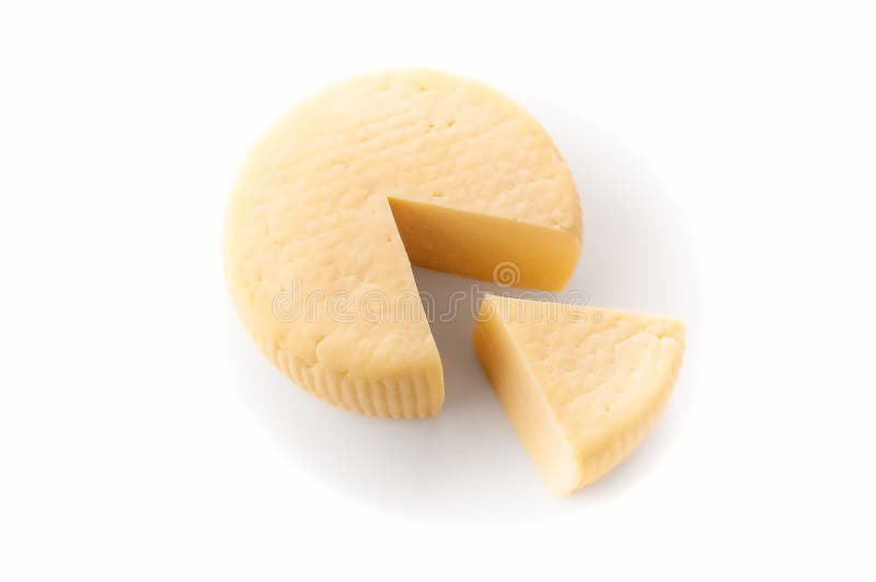 Caciotta Cheese. a Triangular Piece is Cut Out. Isolated. on White ...