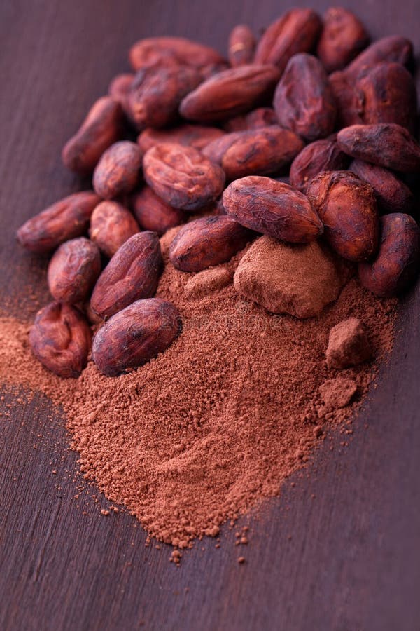 Cocoa beans and pod stock image. Image of open, ingredient - 82144795