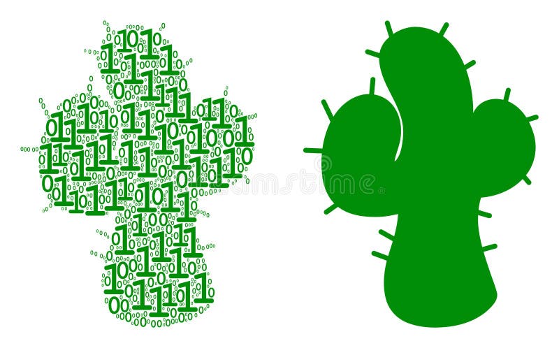 Cacti Composition of Binary Digits Stock Vector - Illustration of ...