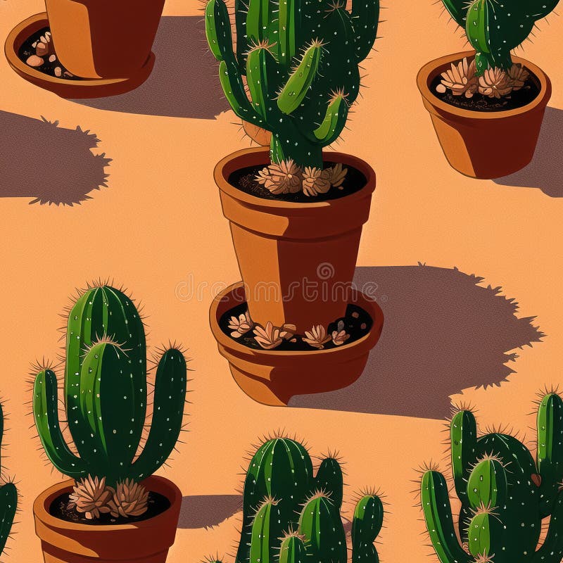 Cacti Seamless Repeat Pattern Design Cactuss for Textile Design Fabric ...