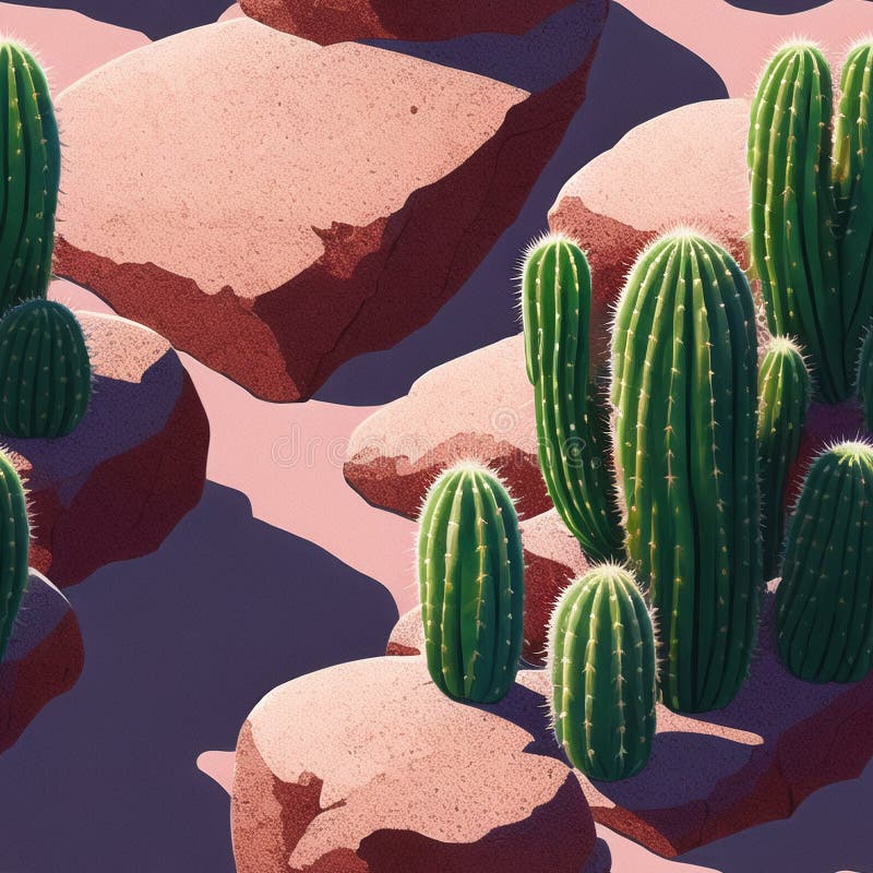 Cacti Seamless Repeat Pattern Design Cactuss for Textile Design Fabric ...