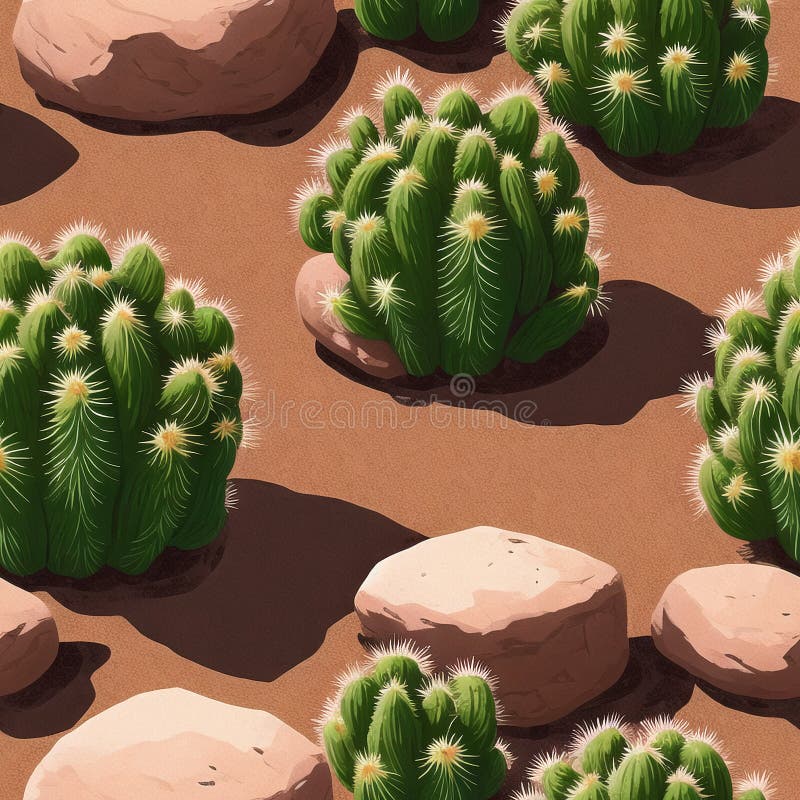 Cacti Seamless Repeat Pattern Design Cactuss for Textile Design Fabric ...
