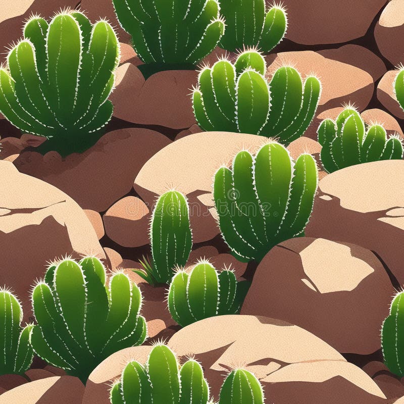 Cacti Seamless Repeat Pattern Design Cactuss for Textile Design Fabric ...